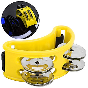 Foot Tambourine with Double Row for Cajon Box Drum Companion Accessory(Yellow)