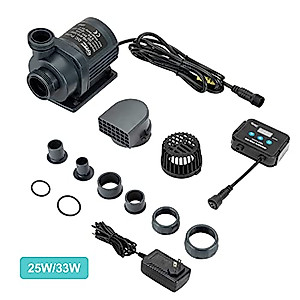 hygger 800GPH Quiet Submersible and External 24V Water Pump, with Controller (30%-100% Settings), Powerful Return Pump for Fish Tanks, Aquariums, Ponds, Fountains, Sump, Hydroponics (25W, 9.8ft)