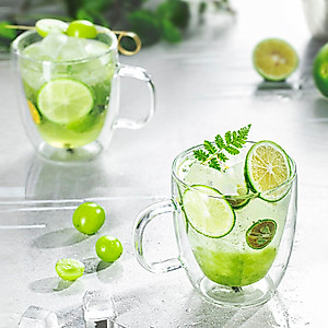 Sweese 12.5oz Double Wall Glass Coffee Mugs + 8 oz Double Wall Glass Coffee Cups