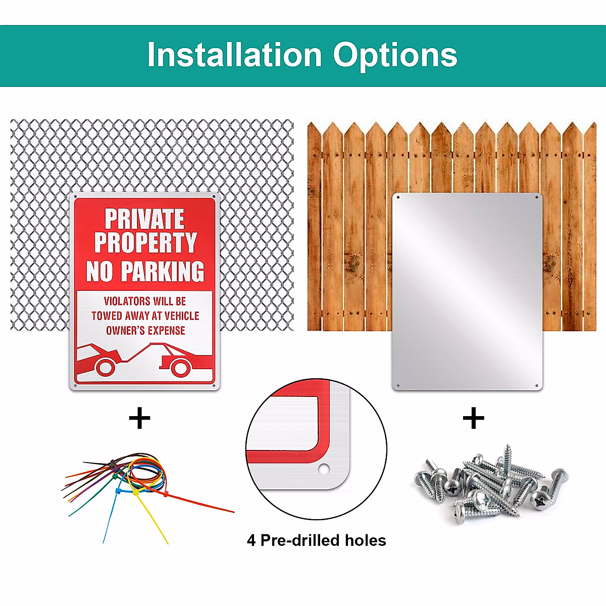 3 Pieces No Parking Sign, 14 x 10 Inches Reflective Private Property Sign Violators Will Be Towed Sign, Rust Free Aluminum, UV Protected, Weather Resistant, Waterproof, Durable Ink, Easy To Mount