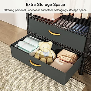 Ulif F3 Freestanding Closet Garment Rack, 5 Tiers Adjustable Heavy Duty Clothes Organizer Storage with 2 Fabric Drawers, Suitable for Bedroom, Apartment, and Cloakroom, 39.4"W x 14.5"D x 71.2"H, Black