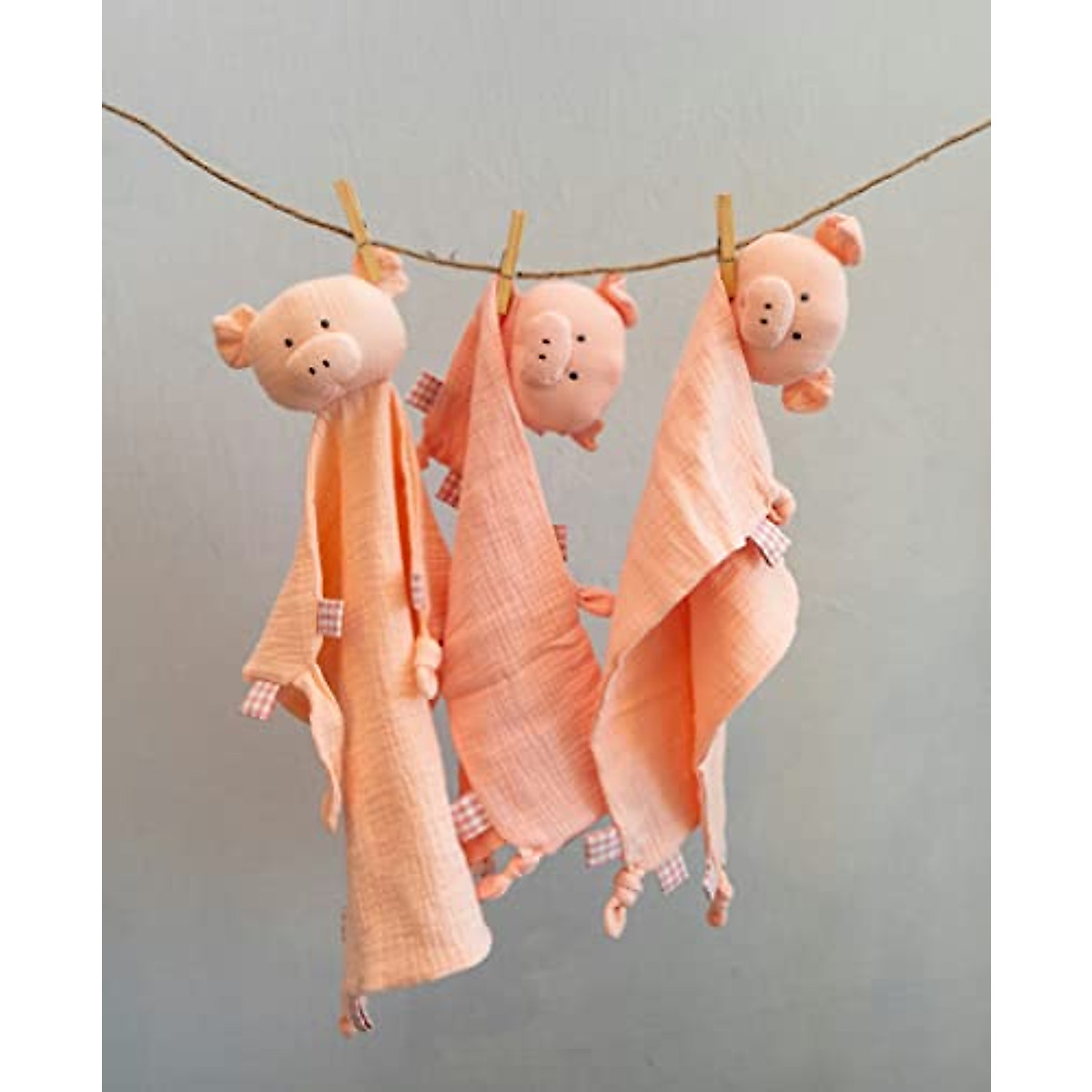 Ickles Pig Baby Lovey Security Blanket Organic Cozy Soft Muslin 100% Cotton Blanket for Girls and Boys Unisex Animal Design Warm Peach Lightweight Easy Care