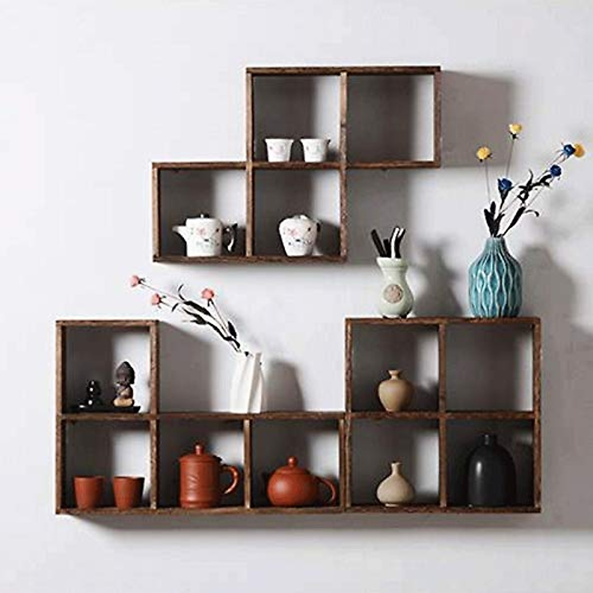 LLRYN Rustic Wall-Mounted Racks - Solid Wood. Suitable for Entrance passages, Kitchens, bathrooms, Living Rooms, etc. (Size : E)