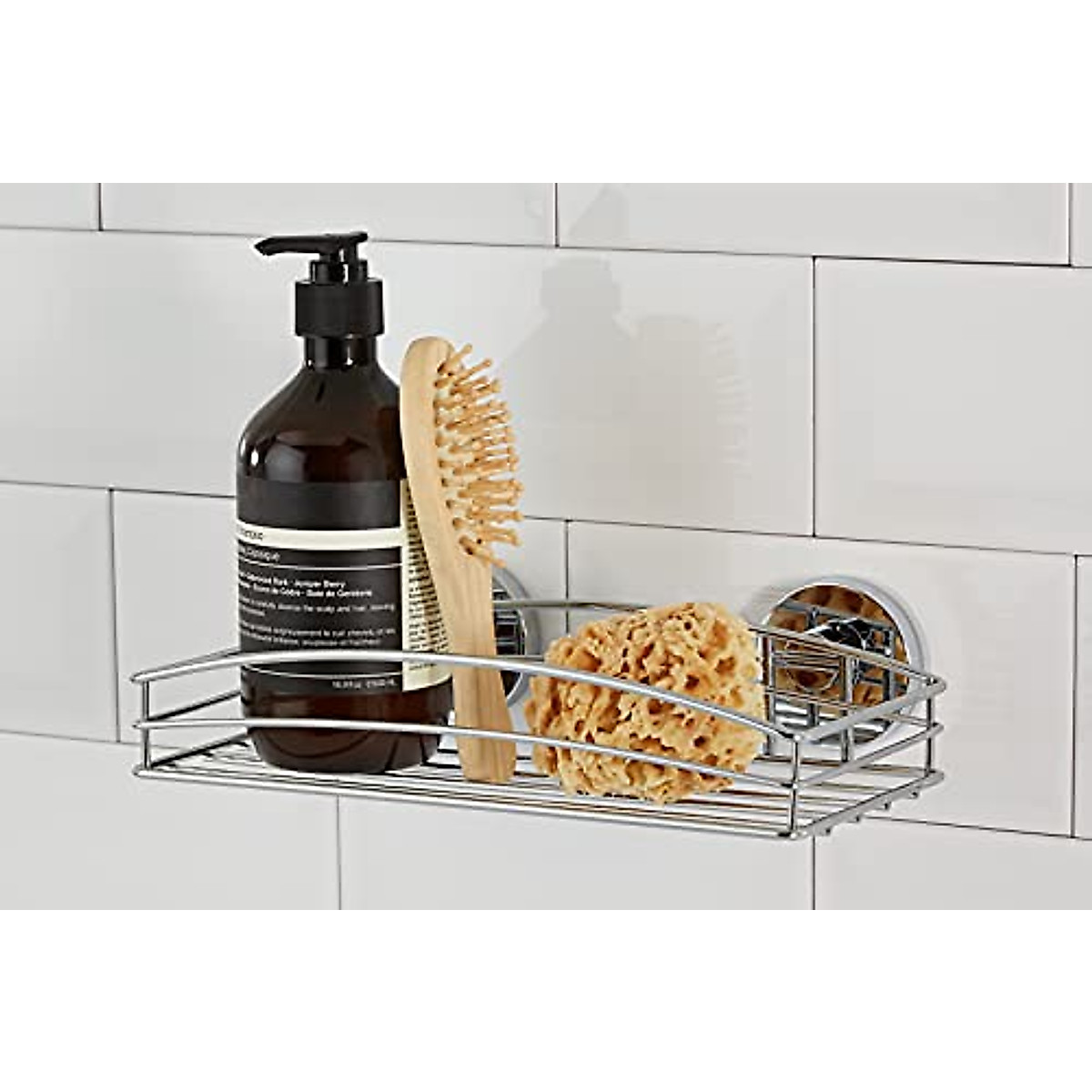 WENKO 20883100 Vacuum-Loc wall shelf - fixing without drilling, Steel, 10.2 x 2.6 x 5.5 inch, Chrome