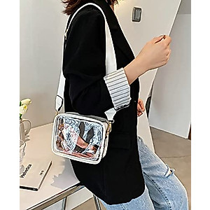 Obosoyo Clear Crossbody Bag PVC Transparent Shoulder Bag Clear Purse Bag Tote with Adjustable Strap Stadium Approved