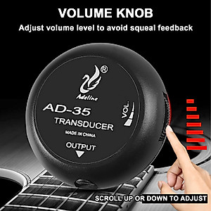 Guitar Pickup with Volume Control, Piezo Contact Microphone Transducer for Guitar, Mandolin, Banjo, Cello, Kalimba, Harp and Other Stringed Instrument