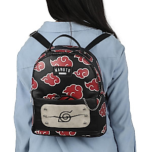 Bioworld Naruto Akatsuki Cloud Pattern Black 11" Mini Backpack