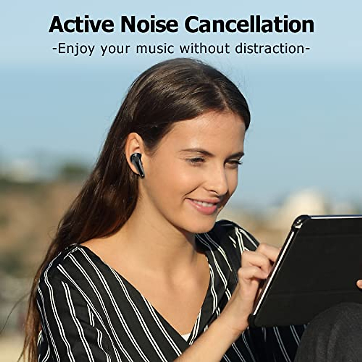 Ableadvank True Wireless Earbuds Bluetooth Headphones, Noise Cancelling Earbuds, in-Ear Detection, Touch Control, Stereo Earphones, Comfortable, Bluetooth Earbuds for Sport (Black)