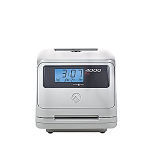 Pyramid Time Systems 4000PROK Auto Totaling Time Clock Bundle,125 Time Cards, 1 Extra Ribbon, 1 Time Card Rack, 2 Keys, Handles up to 50 Employees, Made in The USA