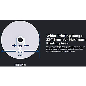 100-Pak Ritek Pro CD-R 52X 700MB 80Min Professional Grade Watershield Water Resistant Glossy White Inkjet Hub Printable Blank Recordable Disc in Cakebox (2 x 50-Pak)