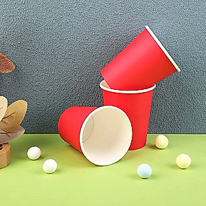 [110 Pack] Paper Cups 9 Oz, Red Paper Cups Party,Disposable Paper Coffee Cup, Hot or Cold Beverage Drinking Paper Cups, Paper Cups for Party, Picnic, BBQ, Travel, and Event(Red)