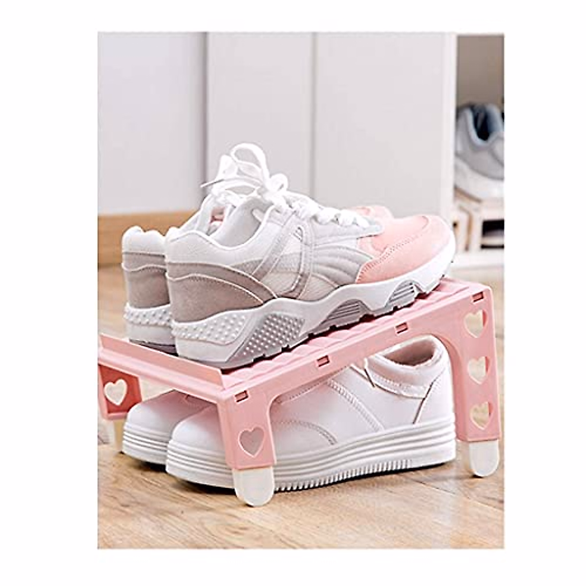 HTLLT Practical and Convenient Shoe Slots Organizer Adjustable Shoe Racks Space Saver Shoe Holder 3 Piece Set,Blue