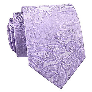 Men's Silk Purple Ties Paisley Pattern 3.15" Width Dress Lavender Summer Necktie