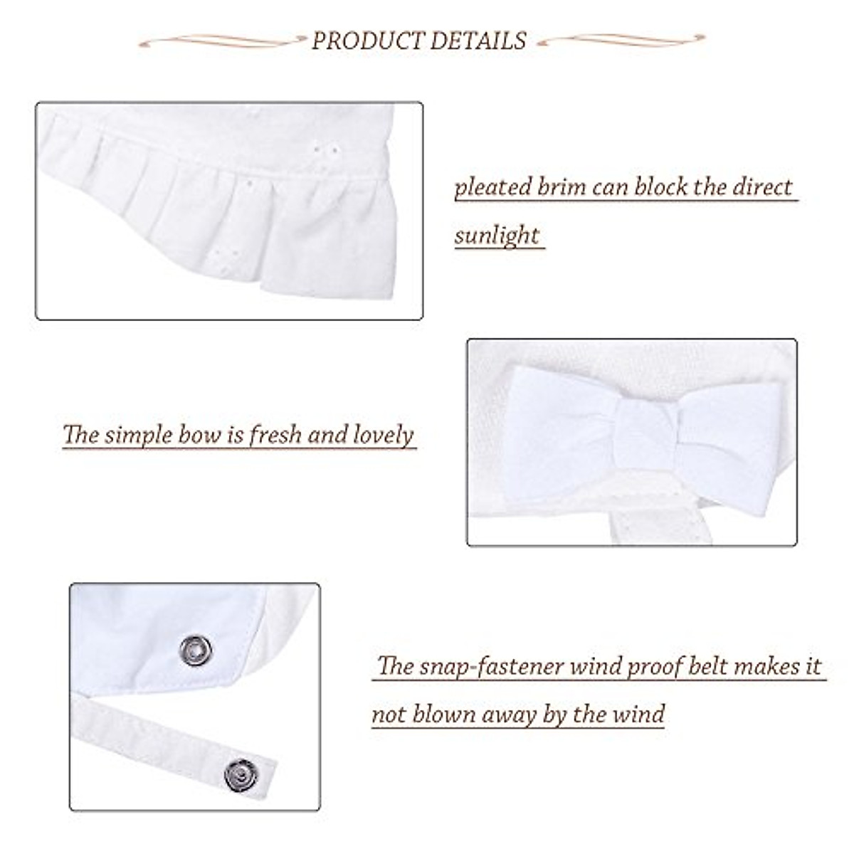 Keepersheep Infant Baby Girls' Bonnet Hat Cap, Cotton Flower Print Embroidery Bonnet(12-18 Months, White)