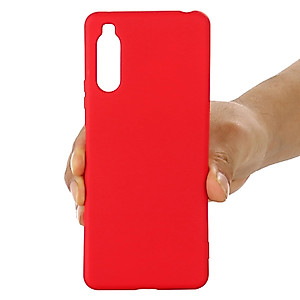 Case for Sony Xperia 1 III, Liquid Silicone Protective Phone Case for Sony Xperia 1 III with Silicone Lanyard, Slim Thin Soft Shockproof Cover for Sony Xperia 1 III Silicone Case Red