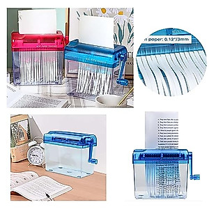 Manual Paper Shredder Mini Hand Shredder Portable，Paper Shredder for Office Home， Mini Portable Paper Shredder Documents Paper Cutting Tool (Blue)