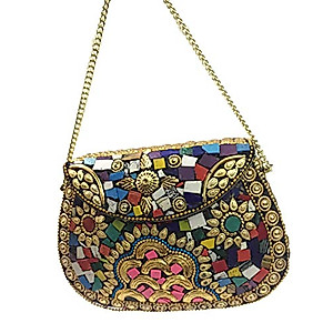 Multi color metal mosaic clutch Wallet purse party bag for women Wedding Box Clutch for Women