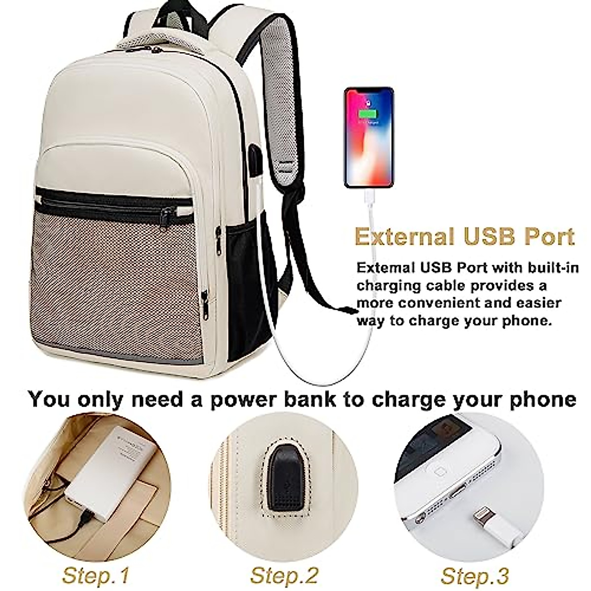 Bluboon Backpack for Women 15.6 Inch Laptop Bookbag College Backpack Girls Schoolbag Compartment Daypack for Business Travel with USB Charging Port