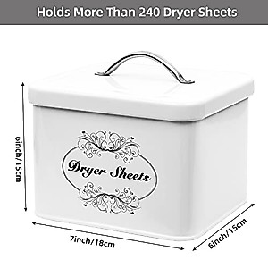 Farmhouse Dryer Sheet Holder with Lid for Laundry Room Decor,Dryer Sheet Container for Laundry Room Organization,Laundry Dispenser,Space Saving Laundry Room Storage, White