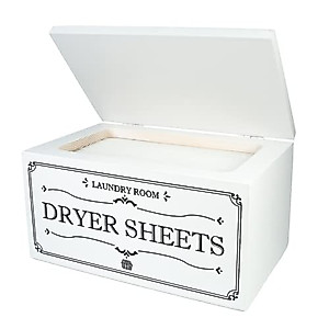 Farmhouse Dryer Sheet Dispenser/Holder Box with hinged Lid - Rustic Farmhouse Laundry Room Organizer - Fabric Softener Dispenser - Storage Container