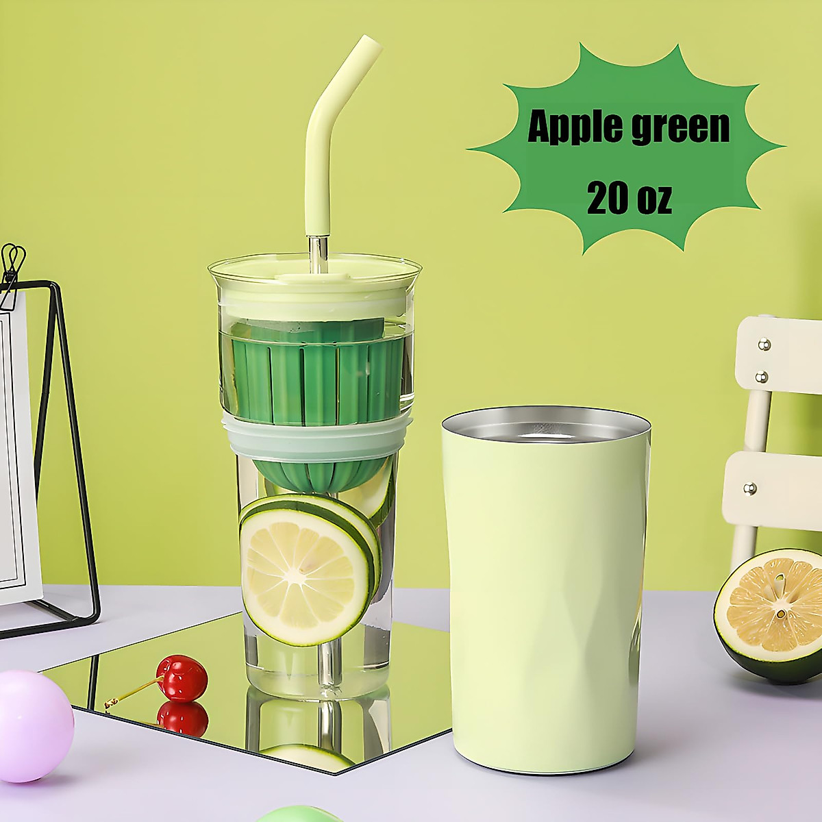 YULUDZSW Stainless Steel Vacuum Insulated Tumbler, With Lid And Straw For Water, 20 Oz Perfect Size Iced Coffee/Smoothie Cup, 3 In 1 Water Cup, For Home, Office Or Car, Hot And Cold Drinks Thermal