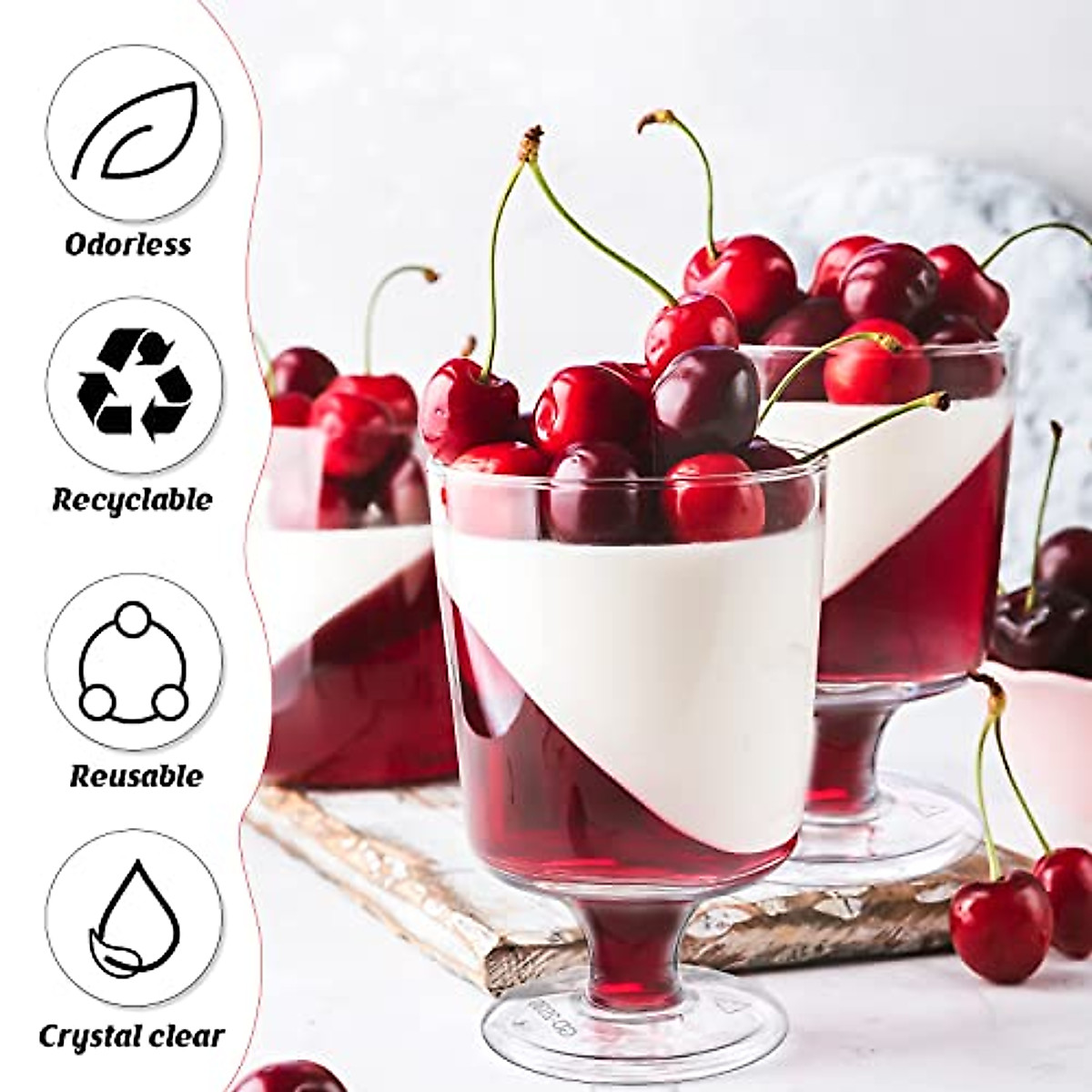 200 Pack 3.5 oz Mini Dessert Cups with Spoons Clear Plastic Parfait Appetizer Cups Small Appetizer Shooter Cups Disposable Mini Plastic Mousse Cups Pudding Fruit Ice Cream Cups for Wedding Party