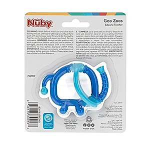 Nuby Geo Zoos Massaging Teether - Baby Teething Toy - Soft Easy Grip - 3+ Months - Elephant