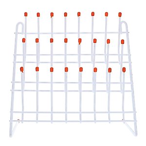 Drying Rack for Lab, 24 Pegs Metal Drain Rack Wall Mount Storage Holder, Lab Dry Clean Rack for Beaker Test Tube Glassware Water Cup Towels, White