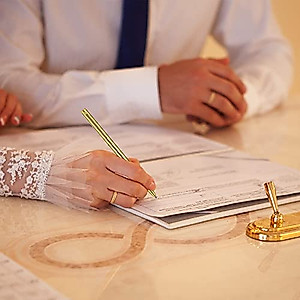 Zonon Gold Slim Ballpoint Pens Black Ink 1 mm Medium Point Metallic Retractable Pens Gold Metal Pen for Wedding Business Office Supplies Students Teachers Christmas Present (15 Pieces)