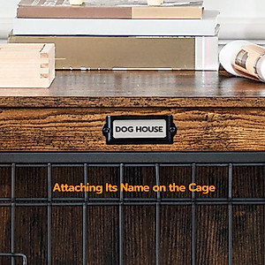 Dog Crate Furniture, 38.6" Large Dog Kennel Indoor, Wooden Dog Crate with Pull-Out Tray, Double Doors Dog House, Modern Side End Table for Small/Medium/Large Dog, Rustic Brown BF982GW03G1