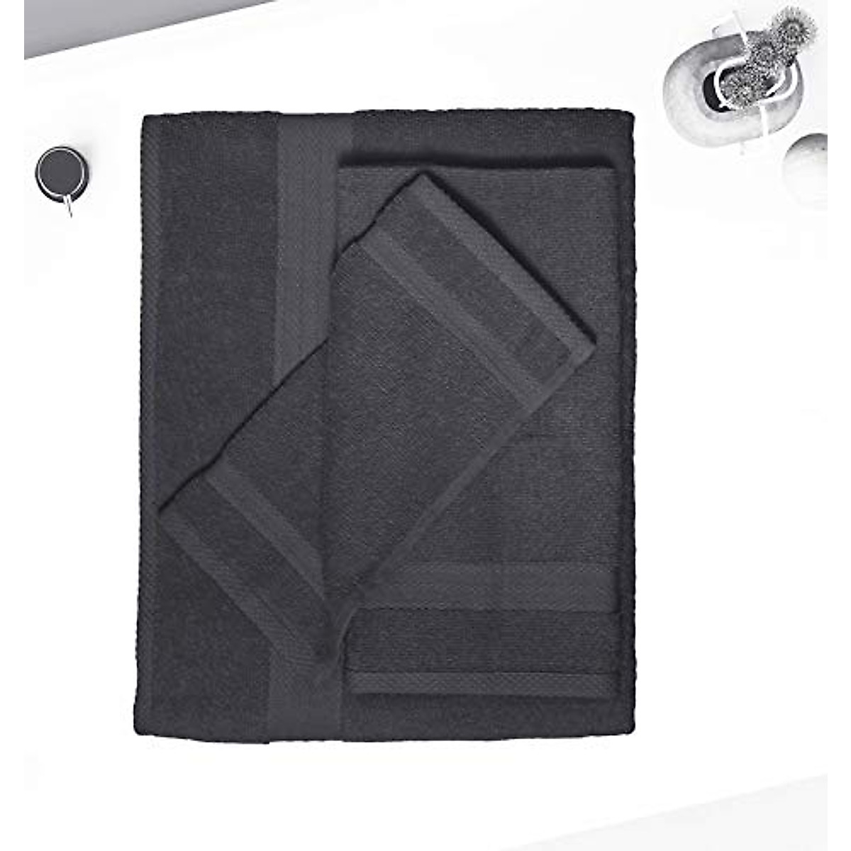 GLAMBURG Ultra Soft 8-Piece Towel Set - 100% Pure Ringspun Cotton, Contains 2 Oversized Bath Towels 27x54, 2 Hand Towels 16x28, 4 Wash Cloths 13x13 - Ideal for Everyday use, Hotel & Spa -Charcoal Grey