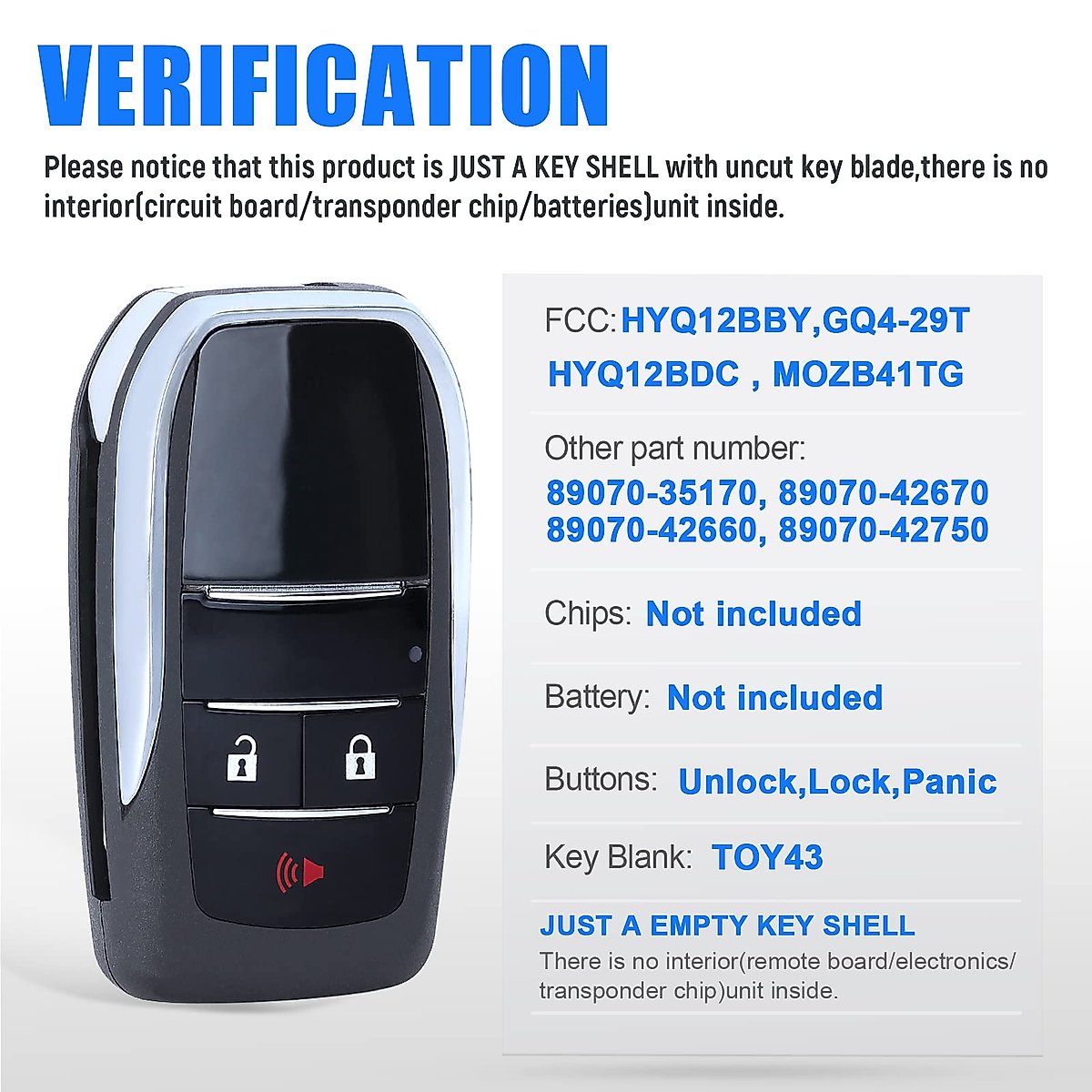Keymall Modified Upgraded Flip Key Shell Case Replacement for Toyota RAV4 Camry for Scion TOY43,JUST A Key CASE (Upgraded 3 Buttons)