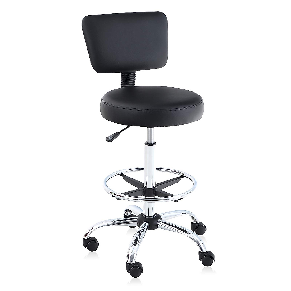 MAISON ARTS Office Desk Chair Swivel Adjustable Rolling Stool with Wheels Armless Drafting Task Chair with Back for Home Office Bar Kitchen Shop Salon Spa Massage Medical, 300LBS Bear Capacity, Black