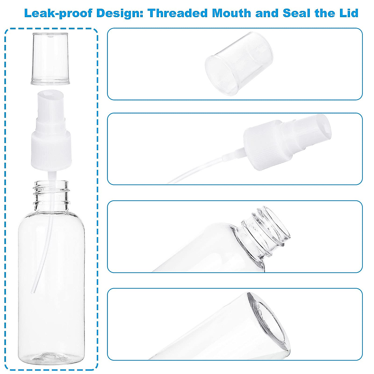 50PCS 2 Oz Spray Bottle Mini Mist Sprayer Clear Fine Small Spray Bottle Empty Travel Spray Bottles Reusable Liquid Containers Water Spray Bottle for Perfume, Plant(60ml)