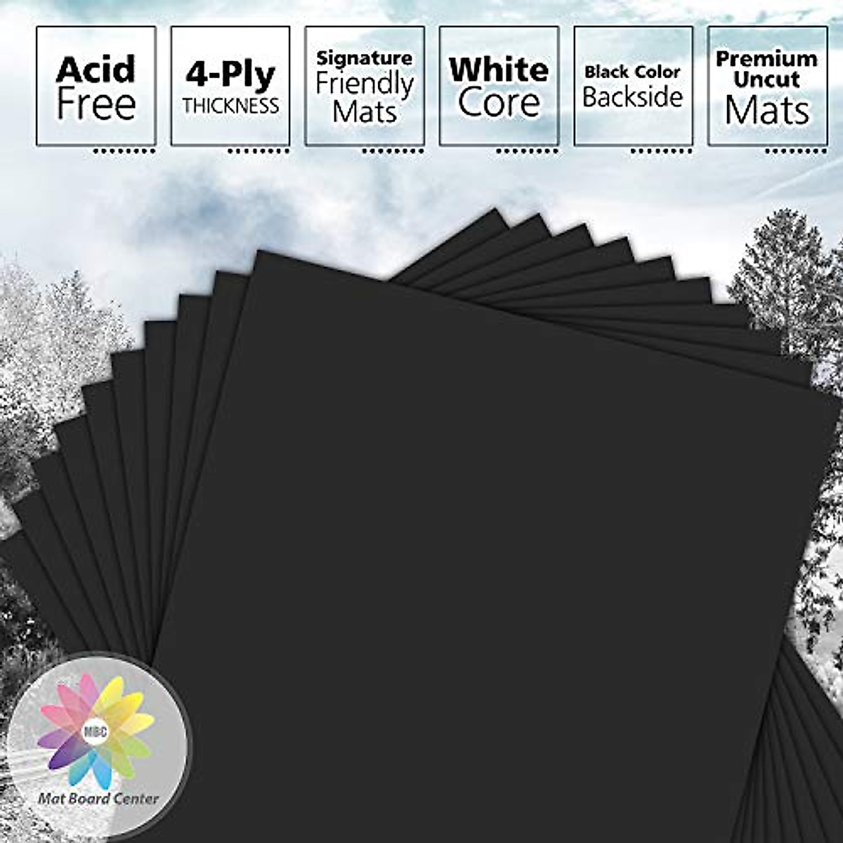 Mat Board Center, 10-Pack Backing Boards - Full Sheet - for Art, Prints, Photos, Prints and More (Black, 11x14)