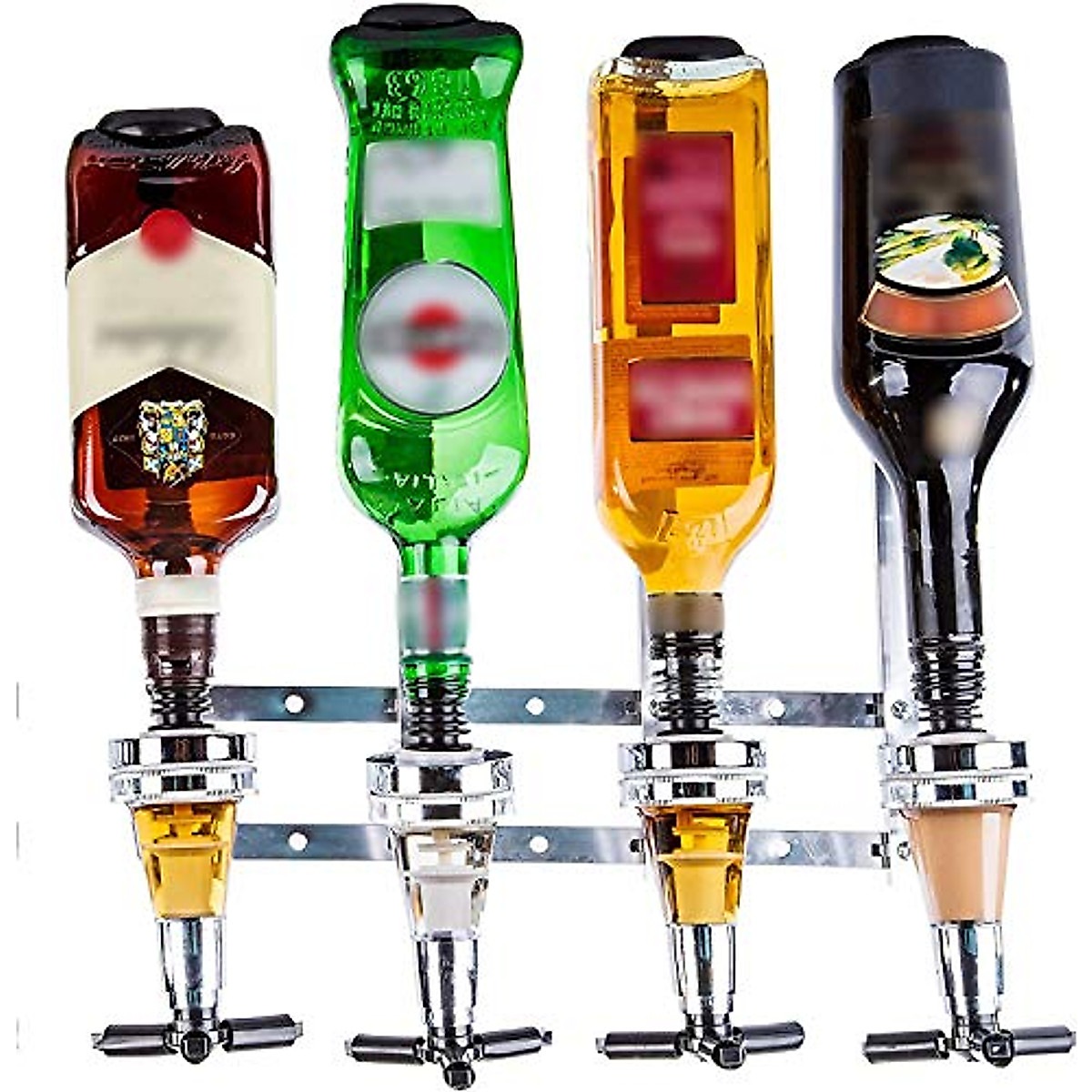 Liquor Bottle Dispenser, 4 Liquor Bottle Dispenser Wall Mount, Liquor Dispenser for Home Bar, Bottle Holder for Alcohol Wall Mount Dispenser