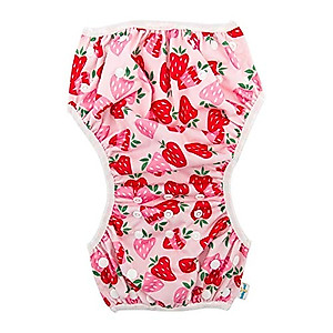 Babygoal Baby Girl Swim Diaper, Reusable Adjustable Washable Swim Underwear Fits 0-8M Baby Gifts and Swimming Lessons One Pack Small