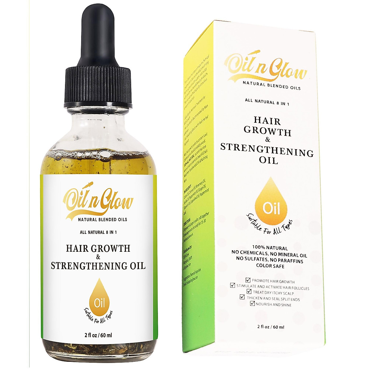 9 in 1 Natural Hair Growth Serum & Strengthening Oil with Rosemary, Jojoba, Coconut, Castor, Grape Seed Oil & Peppermint Leaf for Split Ends and Dry Scalp Treatment 2 FL