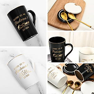 Maustic Godparents Proposal Gift, Quieres Ser Mi Padrino Madrina Est 2024 Mugs Set, Will You be My Godparents Gifts in Spanish, Padrinos De Bautizo Propuesta Gifts, Black & White 14 Oz