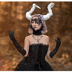 HOMELEX Gothic Victorian Black Natural Feather Collar Choker Halloween Shawl Cape