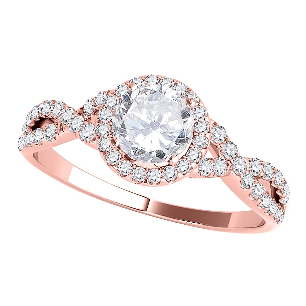 MauliJewels Engagement Ring 0.50 Carat Halo Lab Grown Diamond Bridal Set Band in 14k Solid Yellow White Rose Gold