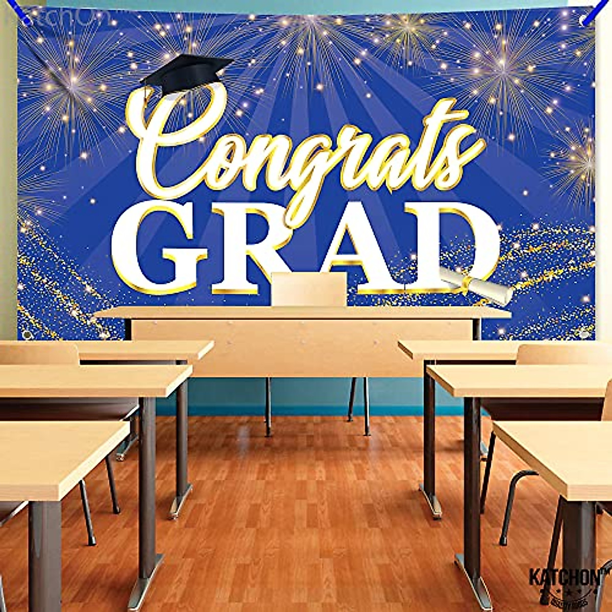 XtraLarge, Congrats Grad Banner 2023-72x44 Inch | Graduation Banner for Class of 2023 Decorations | Congratulations Banner, Blue Graduation Party Decorations 2023 | Graduation Decorations 2023