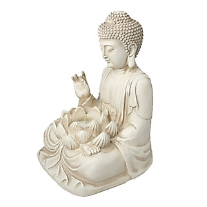 Bella Haus Design Buddha Tealight Candle Holder Statue – 8.5” Tall Polyresin - Zen Home and Garden Decor - Includes 3pcs Tea Lights and Free Candle Snuffer for Office, Indoor, Outdoor Decoration