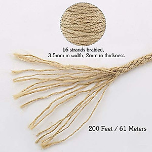 Tenn Well Jute Twine, 200Feet 3.5mm Braided Jute Rope, Natural Twine String for Crafts, Gift Wrapping, Gardening, Macrame Projects