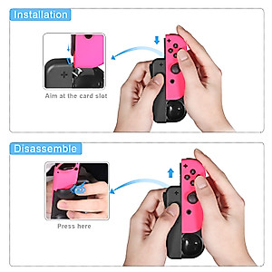 Mini Charging Dock Charger for Nintendo Switch Joy-Con with Low Battery Reminder and LED Charger Indicator - Black, 2 Packs