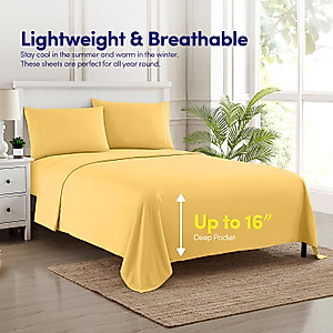 1500 Supreme Collection Queen Sheet Sets Yellow - Luxury Hotel Bed Sheets and Pillowcase Set for Queen Mattress - Extra Soft, Elastic Corner Straps, Deep Pocket Sheets, Queen Yellow