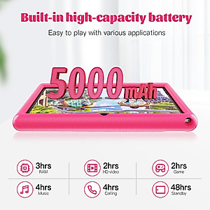 Paxodo Kids Tablet 10.1 inch, 32GB ROM Android 12 Tablet PC IPS HD 5000mAh Kid-Proof Case Tablets (Pink)