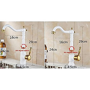 Kitchen Sink Faucet for Bar Farmhouse Commercial, White and Gold Kitchen Faucet, Sink Mixer Tap, 360 Degree Rotation Kitchen Mixer Taps, Single Handle Kitchen Tap (Color : Yellow)