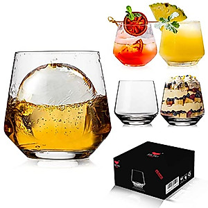 JBHO Premium Whiskey Glasses - Set of 6-12 Oz Scotch Glasses - Old Fashioned Non-Lead Crystal Glass - Gift-Box Idea for Scotch Lovers/Style Glassware for Bourbon/Rum glasses/Bar Cocktail Glasses