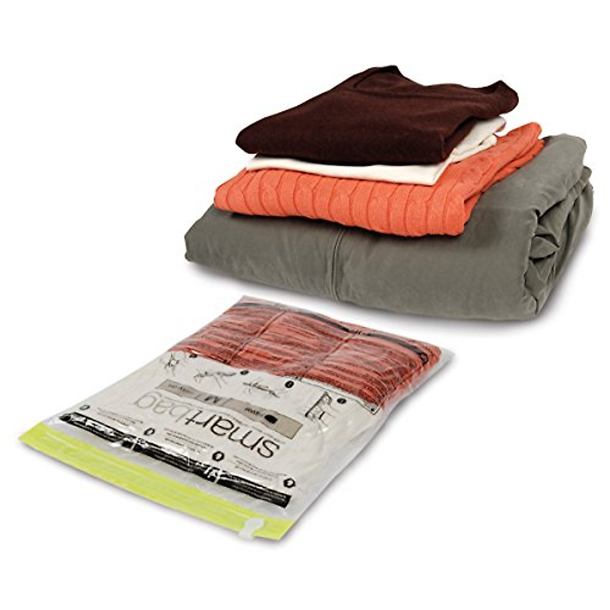 Smart Design Travel SmartBag Instant Space Saver Storage - Medium - Airtight Double Zipper - Vacuum Seal - for Clothing, Pillows, Blankets, and More - Home Organization